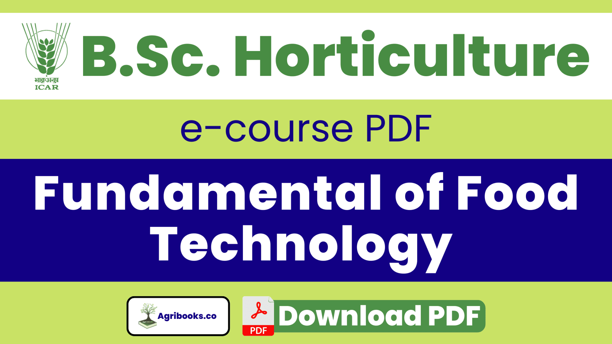 Fundamental of Food Technology BSc Horticulture PDF Download - Agri Books